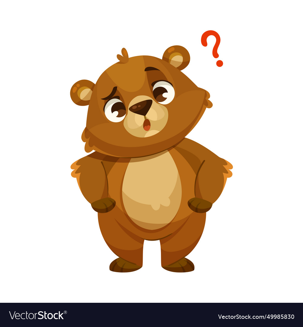 Funny bear cub with cute snout ask question Vector Image