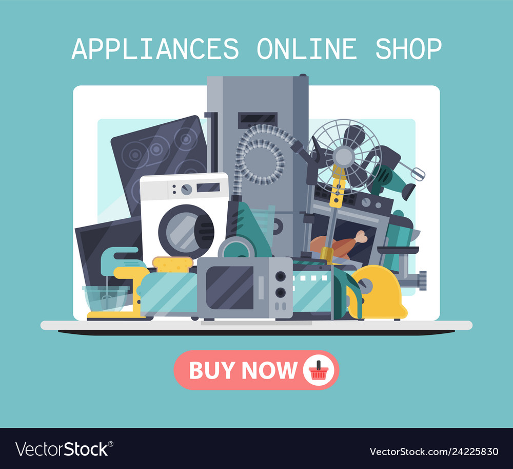 Home appliances poster flat Royalty Free Vector Image
