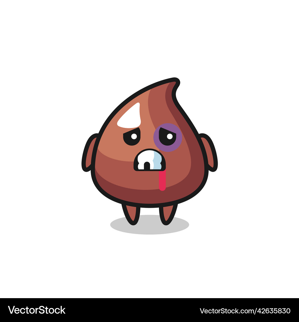 Injured choco chip character with a bruised face Vector Image
