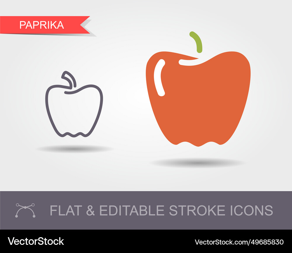 Paprika line icon with editable stroke and flat Vector Image