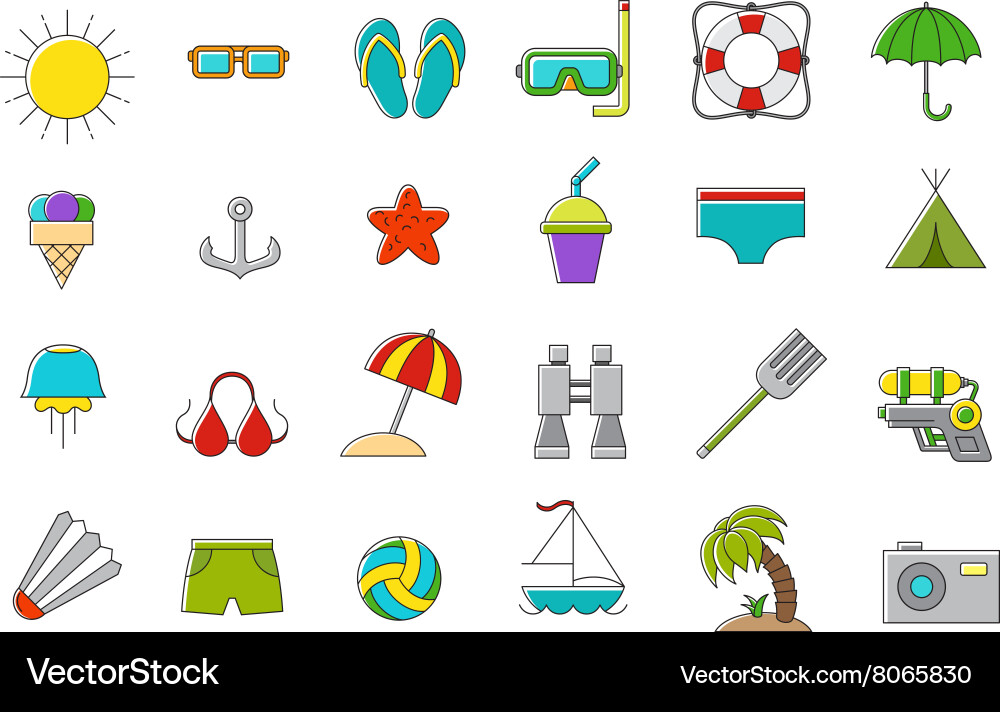 Set of vation icons Royalty Free Vector Image - VectorStock
