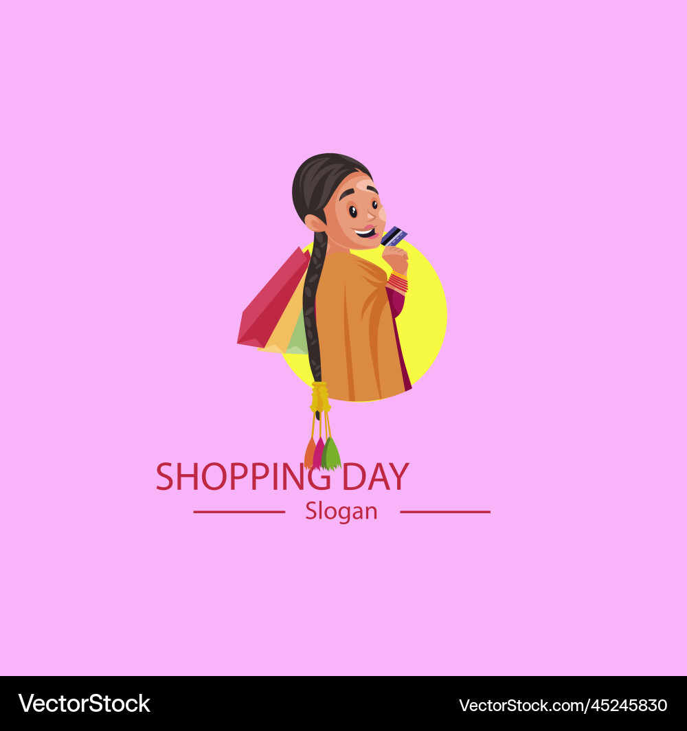 Shopping day mascot logo Royalty Free Vector Image