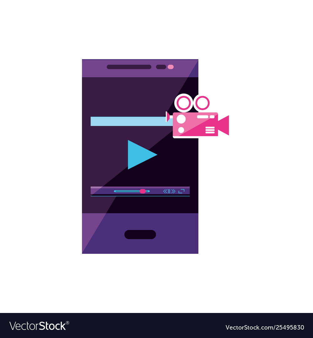 Smartphone with media player video app Royalty Free Vector