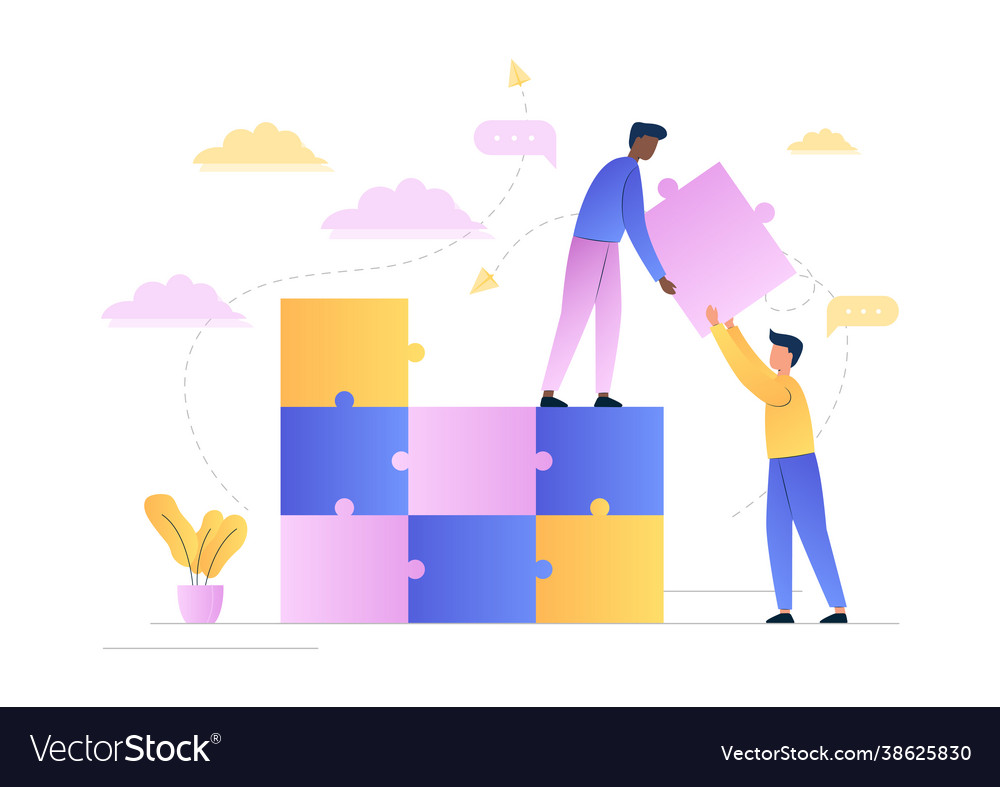 Teamwork concept employees solve problems Vector Image