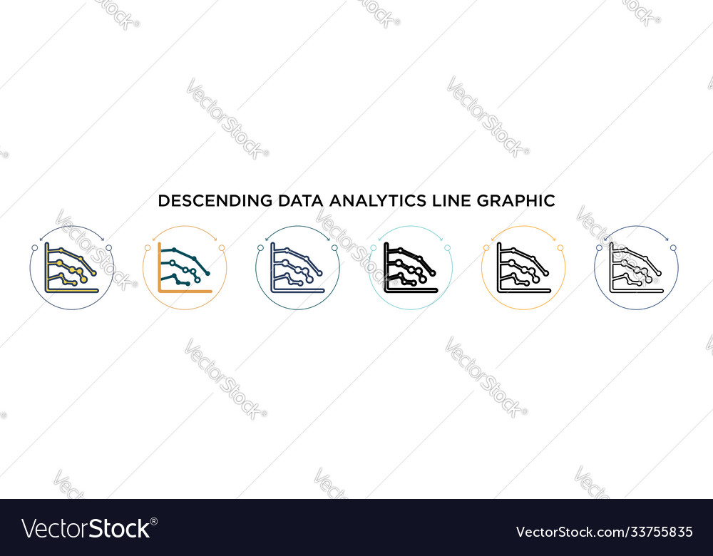 Descending Data Analytics Line Graphic Icon Vector Image