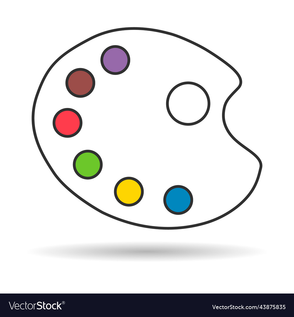 Flat art tool palette with paints color shadow Vector Image