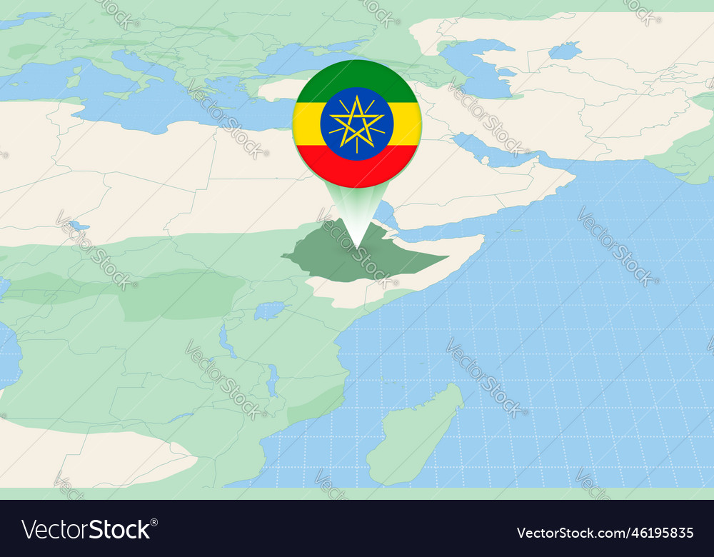 Map of ethiopia with the flag cartographic Vector Image