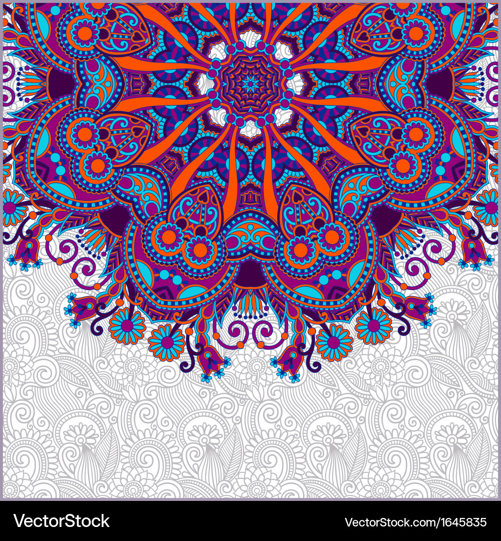 Ornamental circle template with floral background Vector Image