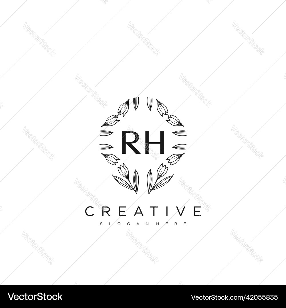 Rh initial letter flower logo template premium art