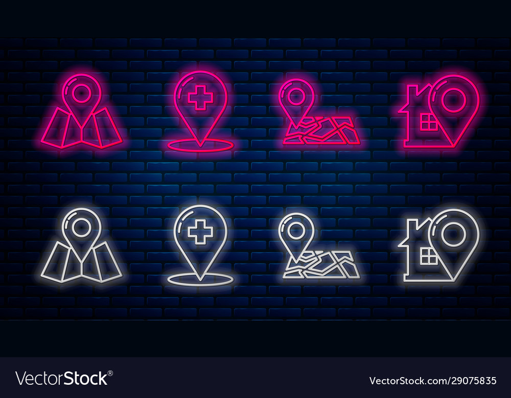 Set line medical map pointer with cross hospital Vector Image Set line medical map pointer with cross hospital Vector Image
