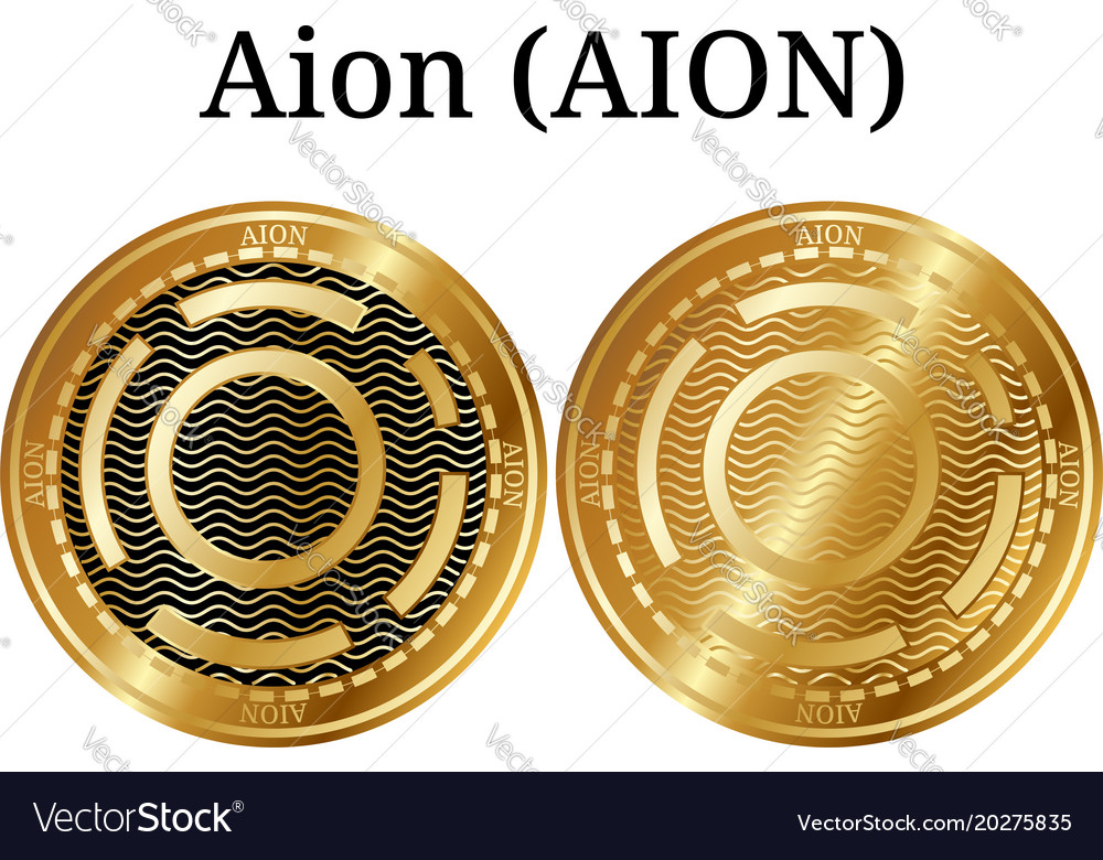 Set of physical golden coin aion aion Royalty Free Vector