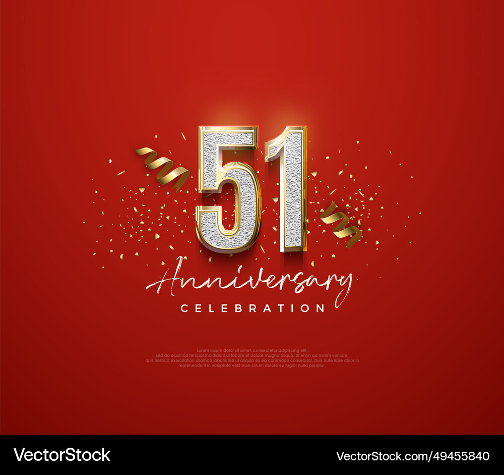 51st anniversary number with an elegant Royalty Free Vector