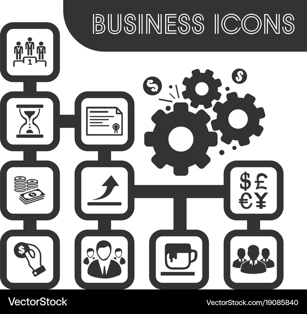 Business outline icons set Royalty Free Vector Image