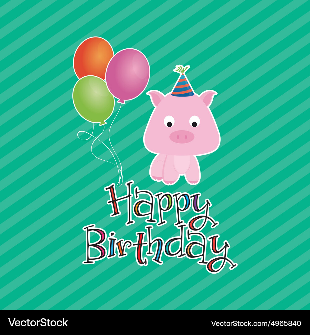 Colored background with text and a happy animal Vector Image