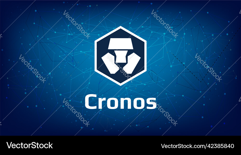 Cronos cro token symbol on dark blue polygonal Vector Image