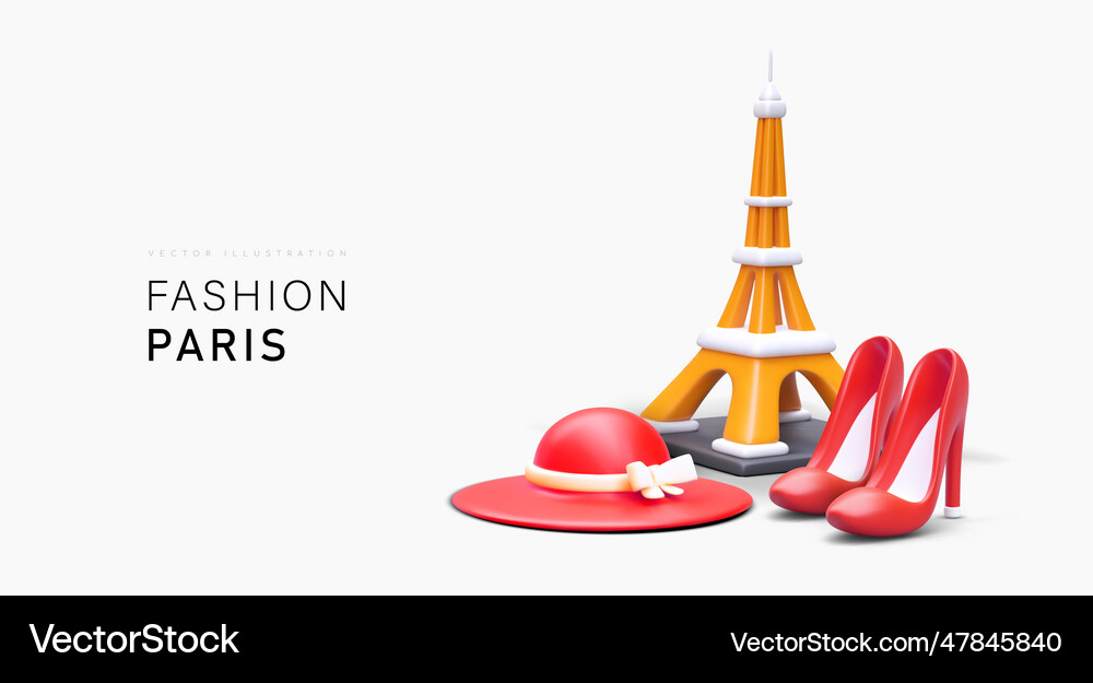 Fashion paris realistic eiffel tower hat high Vector Image