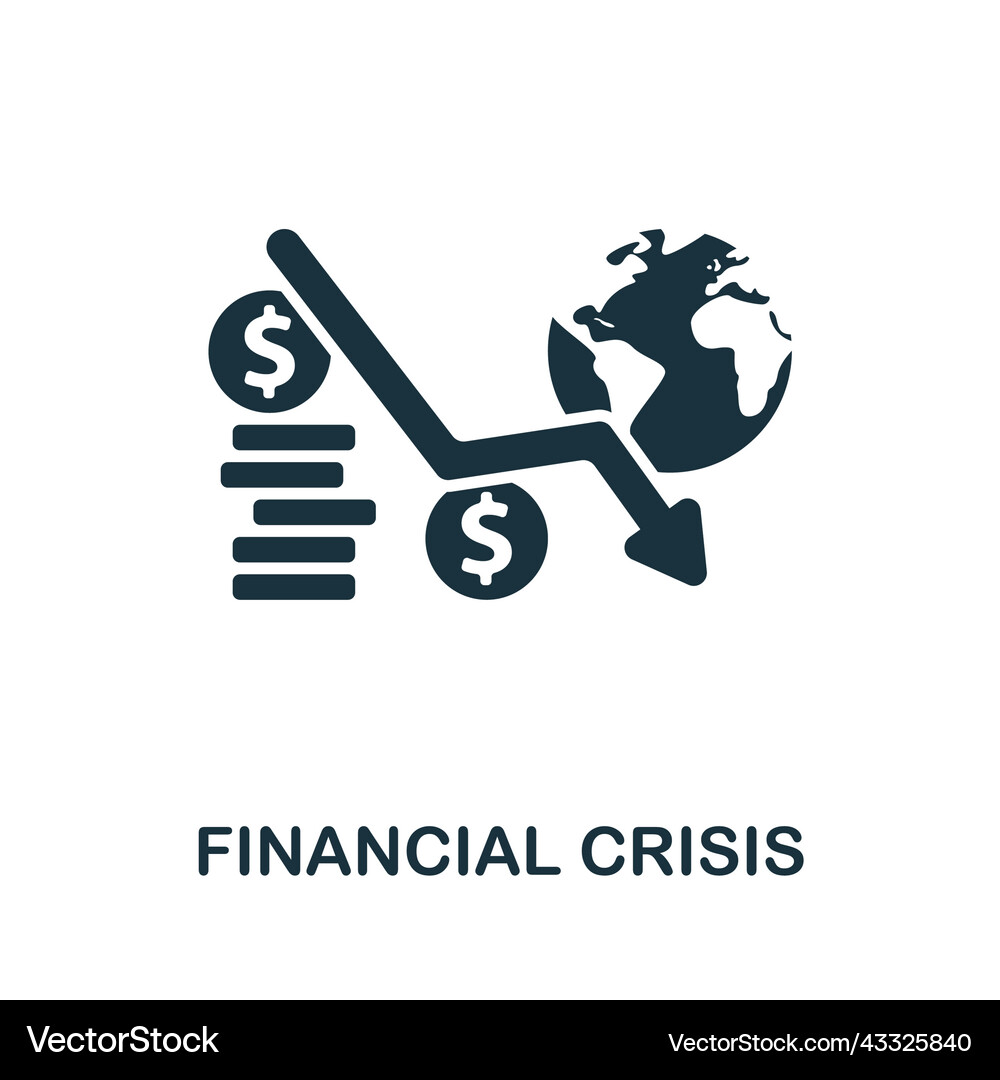 Financial crisis icon monochrome simple line Vector Image