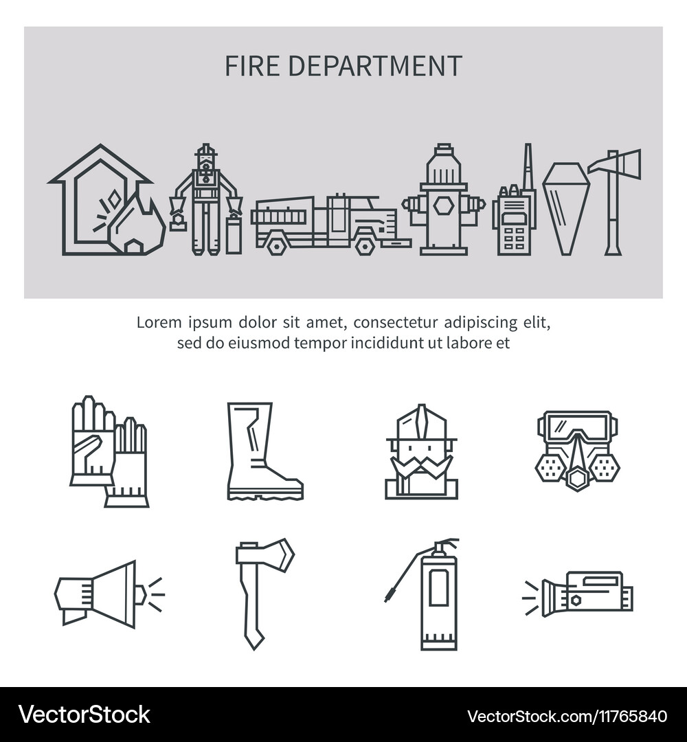 Fire safety line icons Royalty Free Vector Image