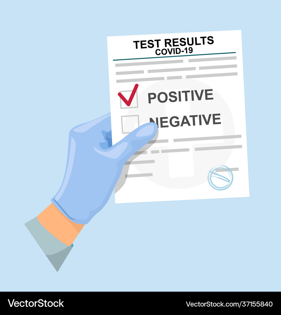 Form with test results for coronavirus from Vector Image