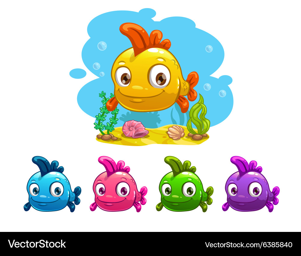 Funny cartoon yellow bafish Royalty Free Vector Image