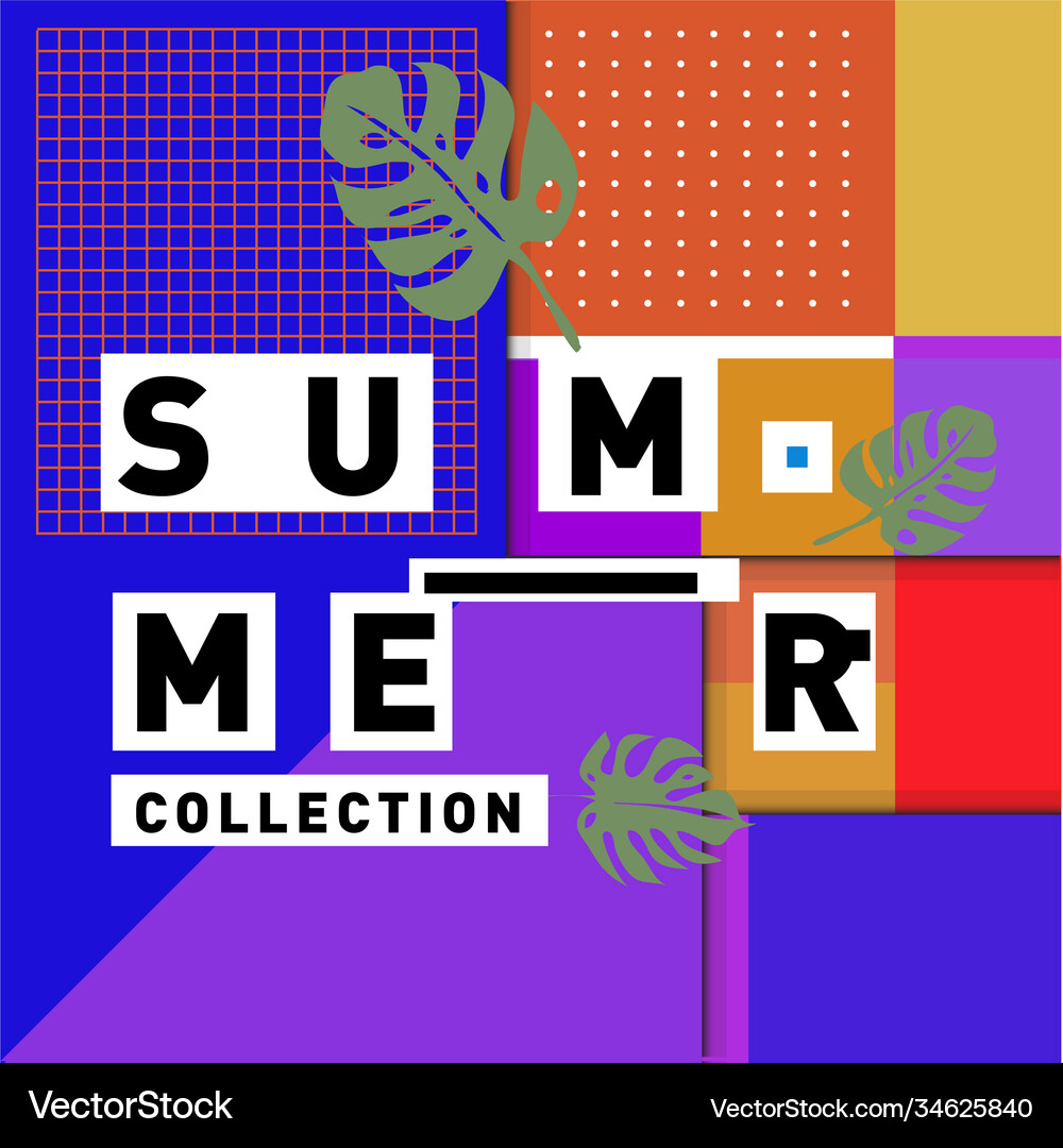 Geometric memphis summer collection poster Vector Image