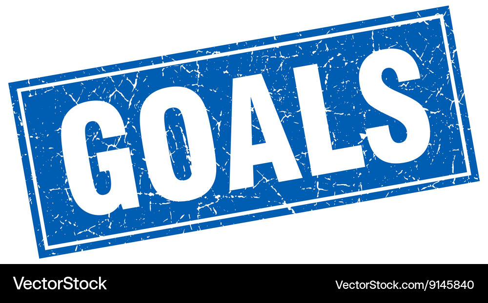 Goals blue square grunge stamp on white Royalty Free Vector