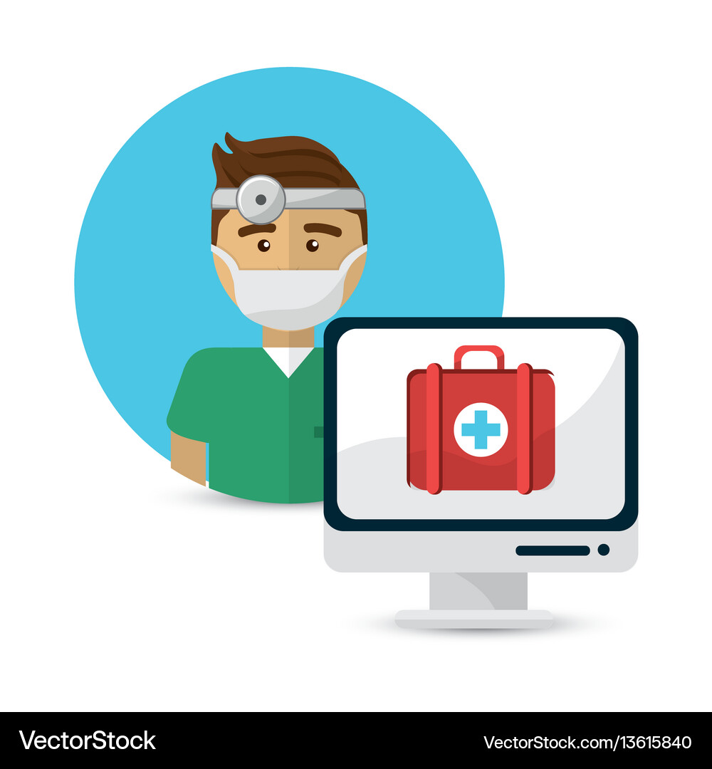 Hospital doctor computer icon Royalty Free Vector Image