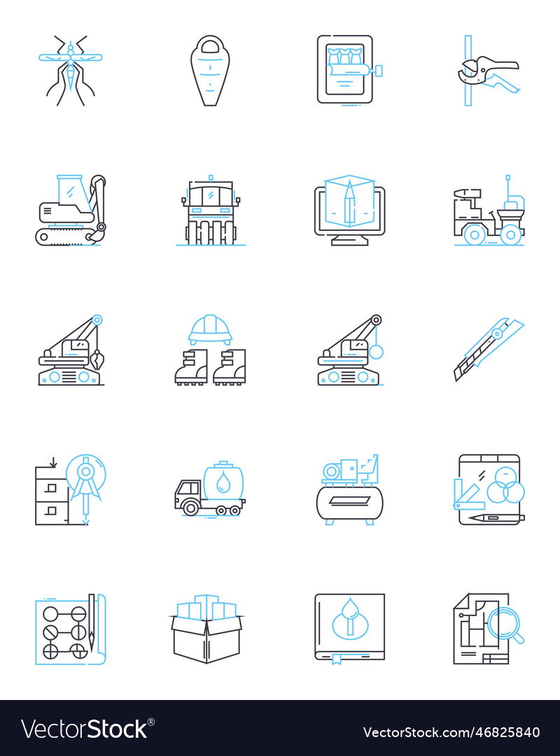 Industrial progress linear icons set automation Vector Image Industrial progress linear icons set automation Vector Image