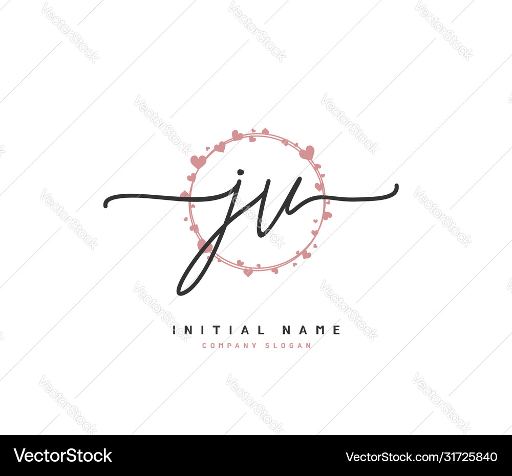 J v jv beauty initial logo handwriting logo Vector Image