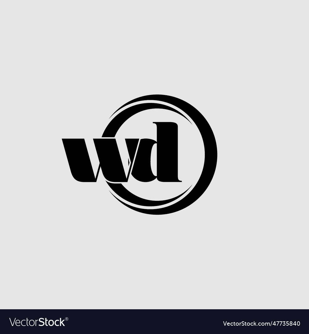 Letters wd simple circle linked line logo Vector Image