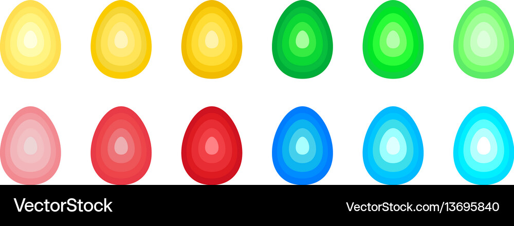 Set of stylized easter eggs made of concentric Vector Image