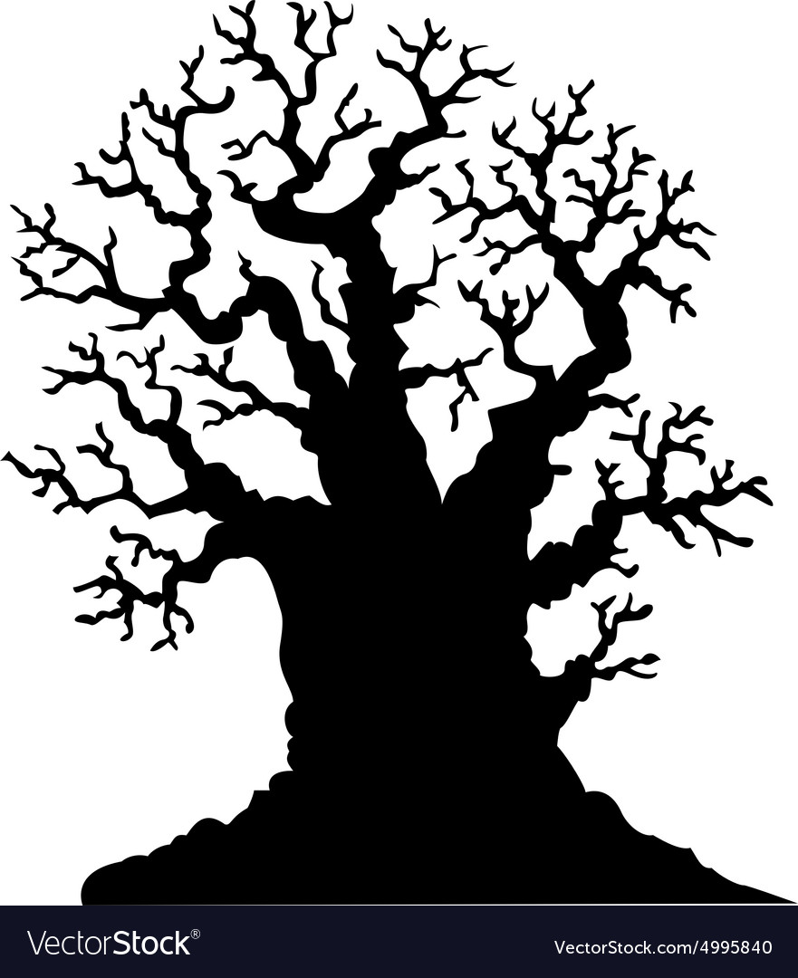 Silhouette leafless oak tree Royalty Free Vector Image Silhouette leafless oak tree Royalty Free Vector Image