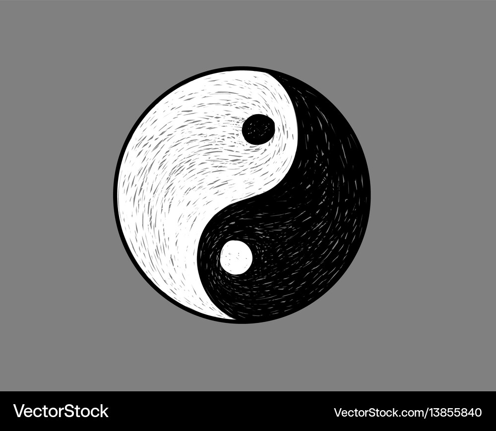 Ying yang symbol hand sketch Royalty Free Vector Image