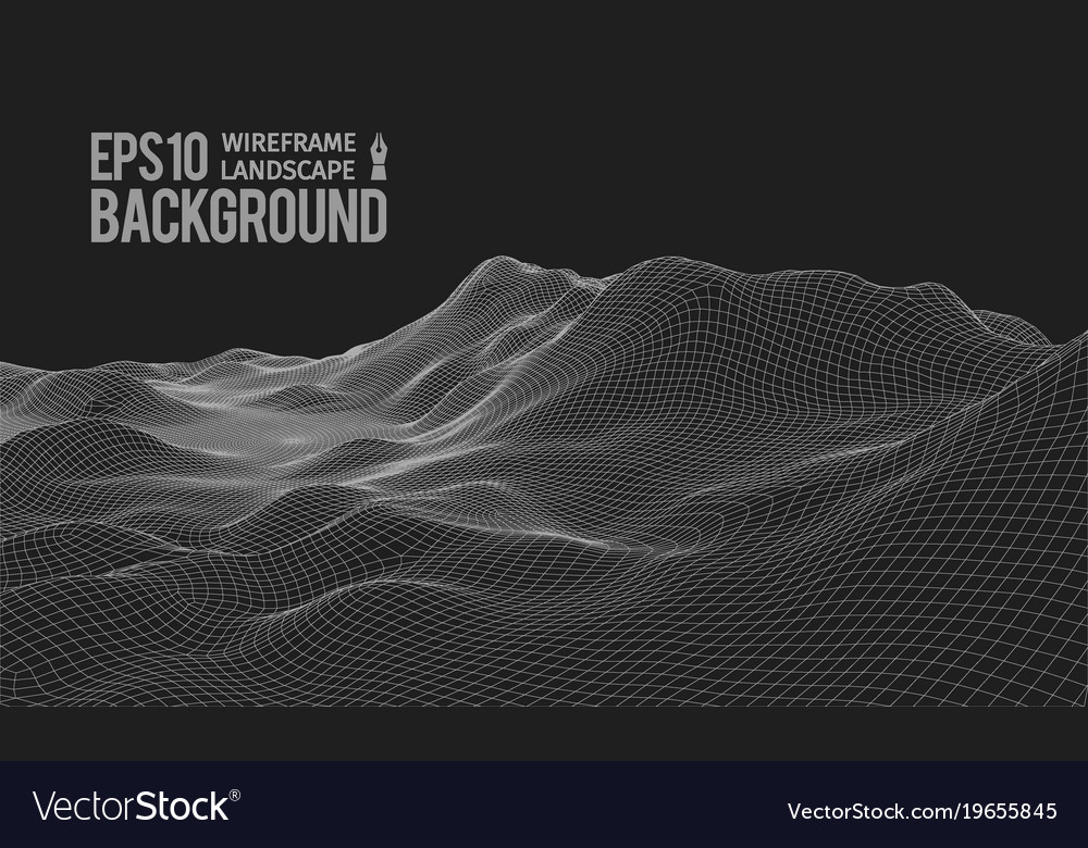 3d wireframe terrain wide angle eps10 Royalty Free Vector