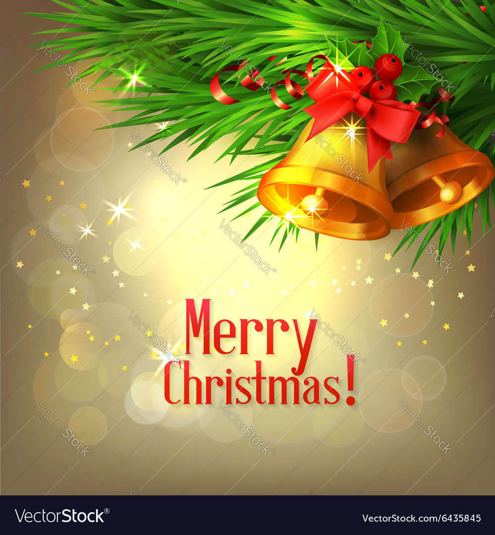Festive bells with christmas holly Royalty Free Vector Image