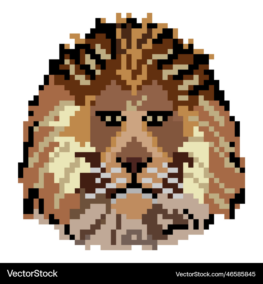 Pixel art with lion head on white background Vector Image