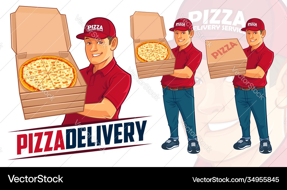 Pizza delivery man mascot design Royalty Free Vector Image