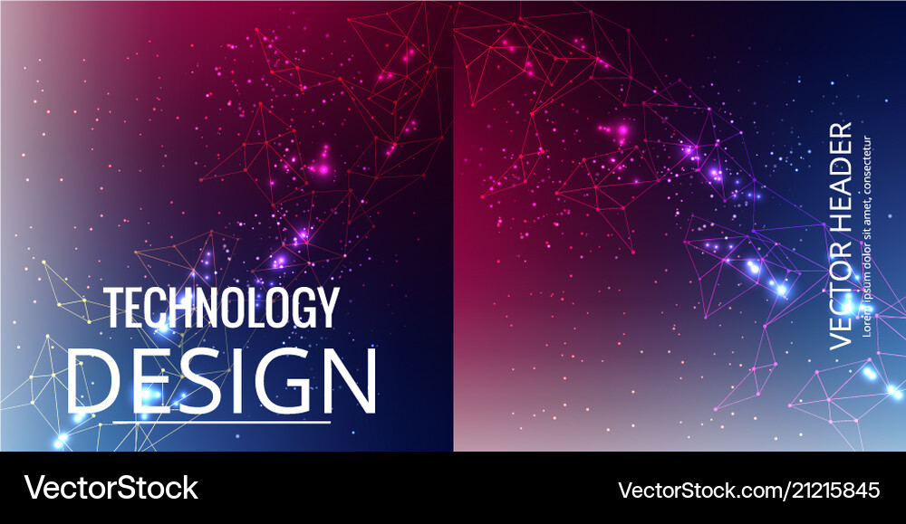 Set of abstract technology web banner Royalty Free Vector