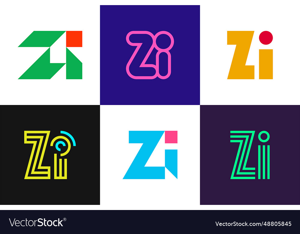 Set of letter zi logos Royalty Free Vector Image