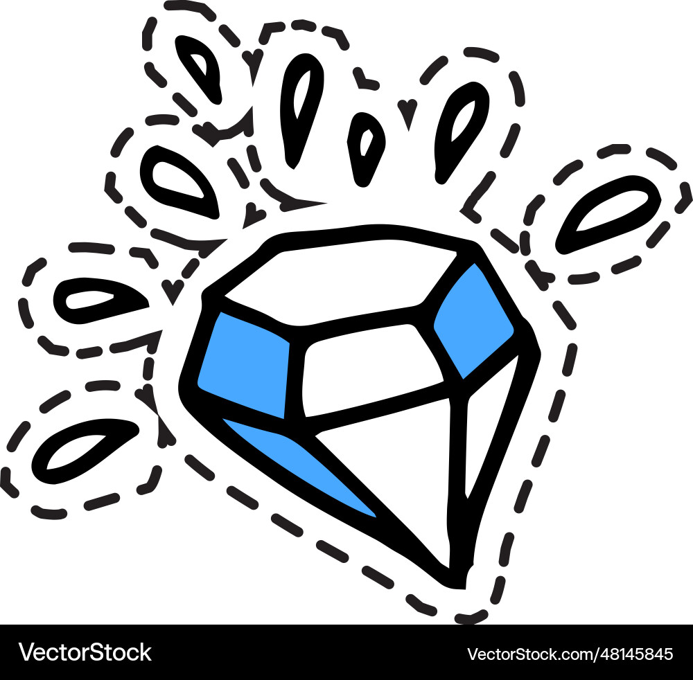 Sparkling diamond or brilliant sticker icon Vector Image
