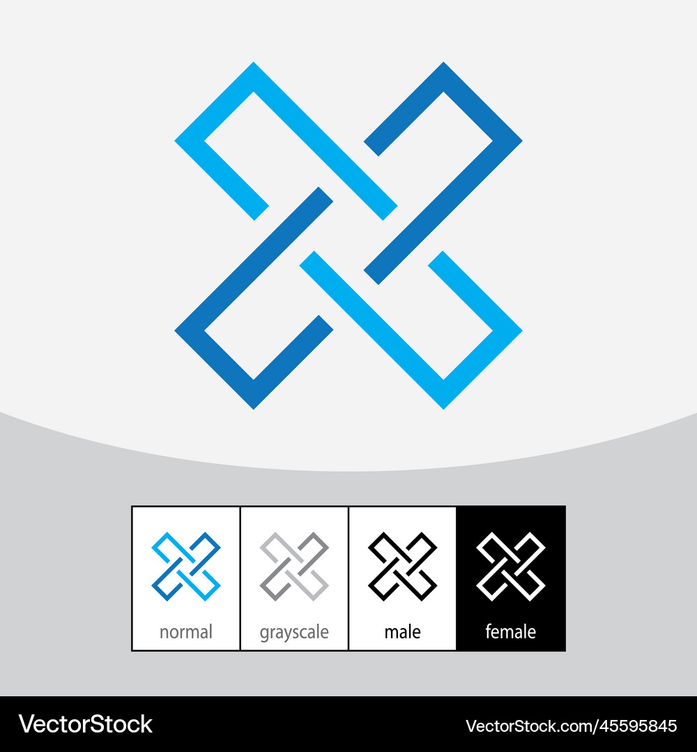 X letter logo blue color Royalty Free Vector Image