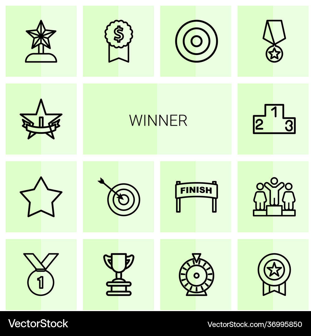 14 winner icons Royalty Free Vector Image - VectorStock