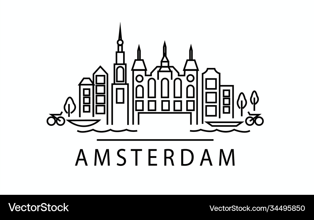 Amsterdam street view Royalty Free Vector Image