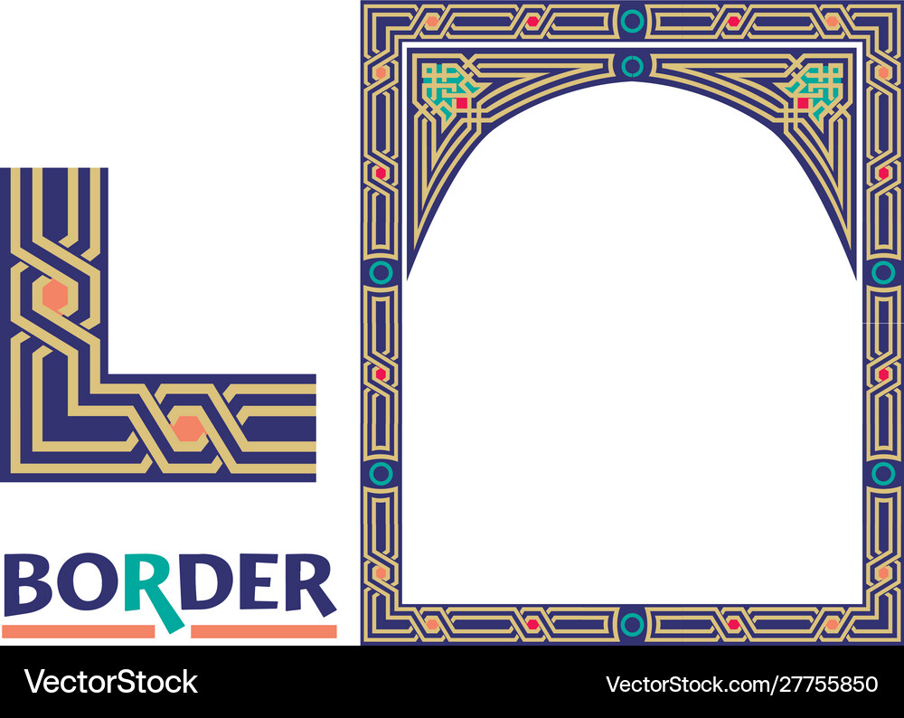 Arabesque borders - tiled frame in plant leaves Vector Image