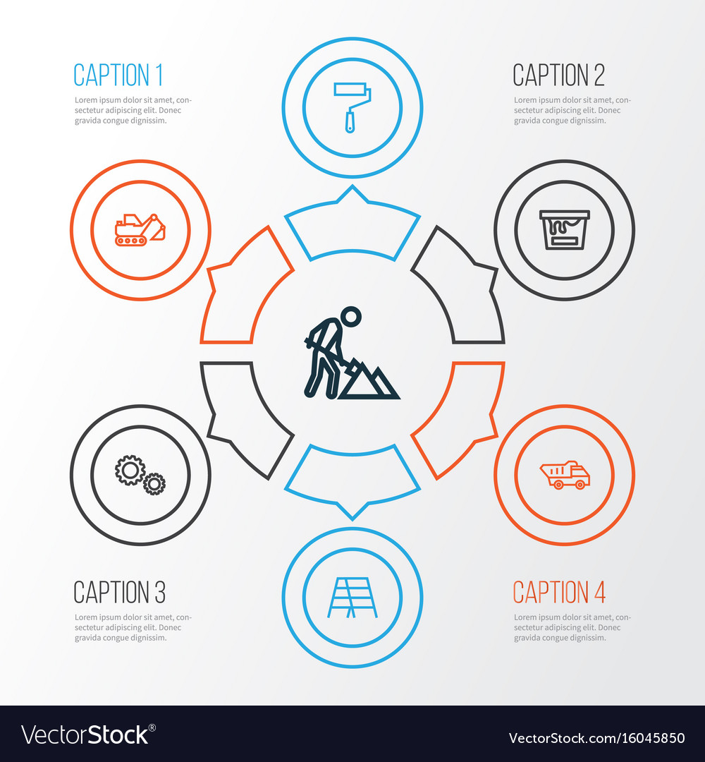 Architecture outline icons set collection Vector Image