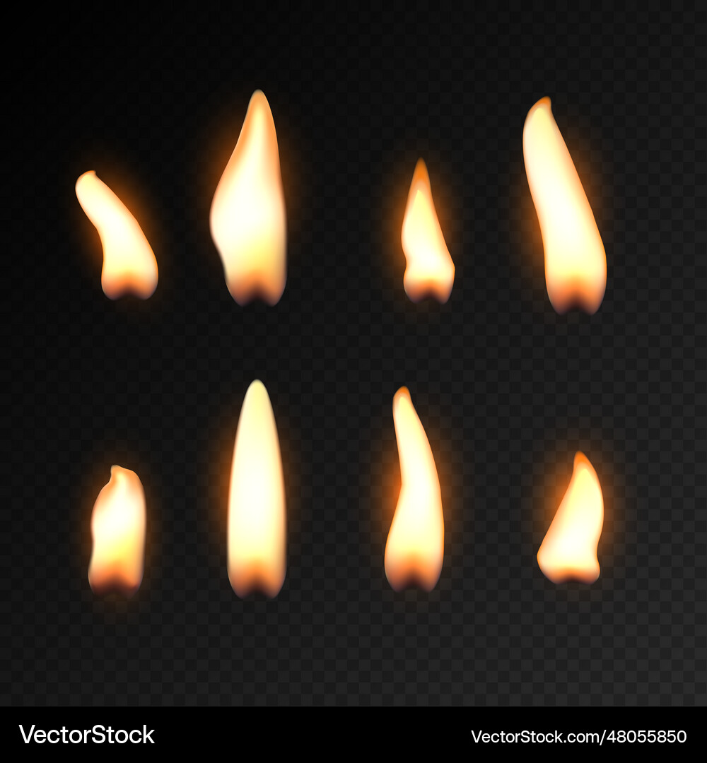 Candle fire flame isolated realistic candle Vector Image