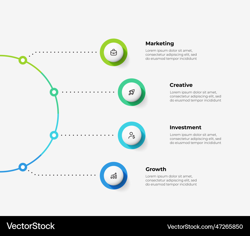 Central semicircle with dotted lines with 4 Vector Image