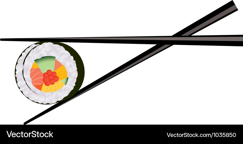 Delicious Sushi with Chopsticks Royalty Free Vector Image