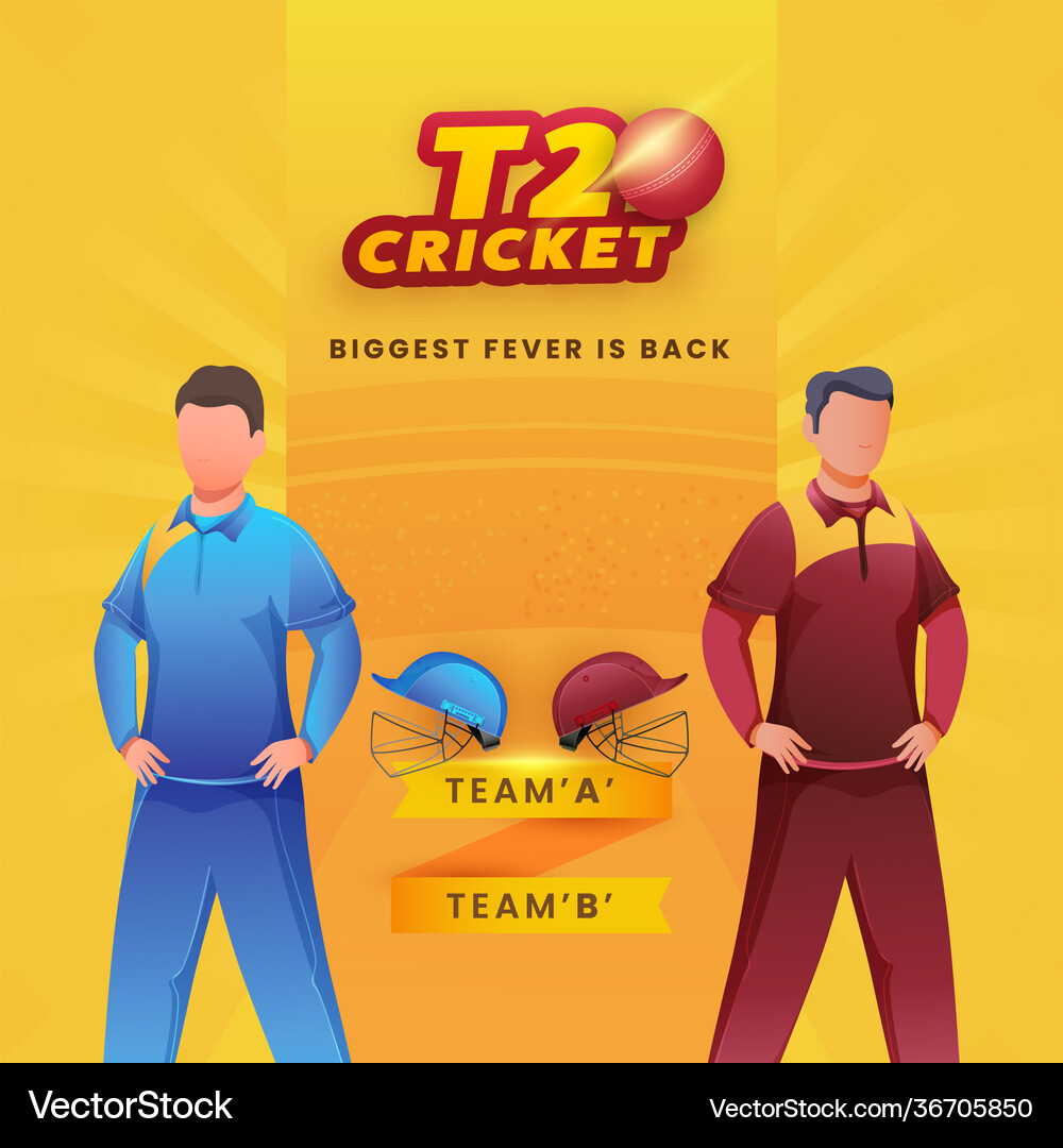 Faceless cricketers with helmets participants Vector Image