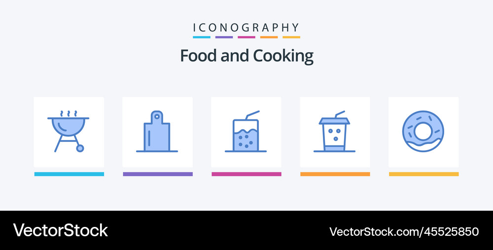 Food blue 5 icon pack including drink Royalty Free Vector